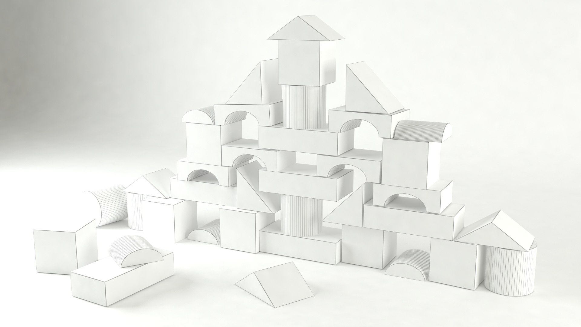 3d Model Of Building Blocks