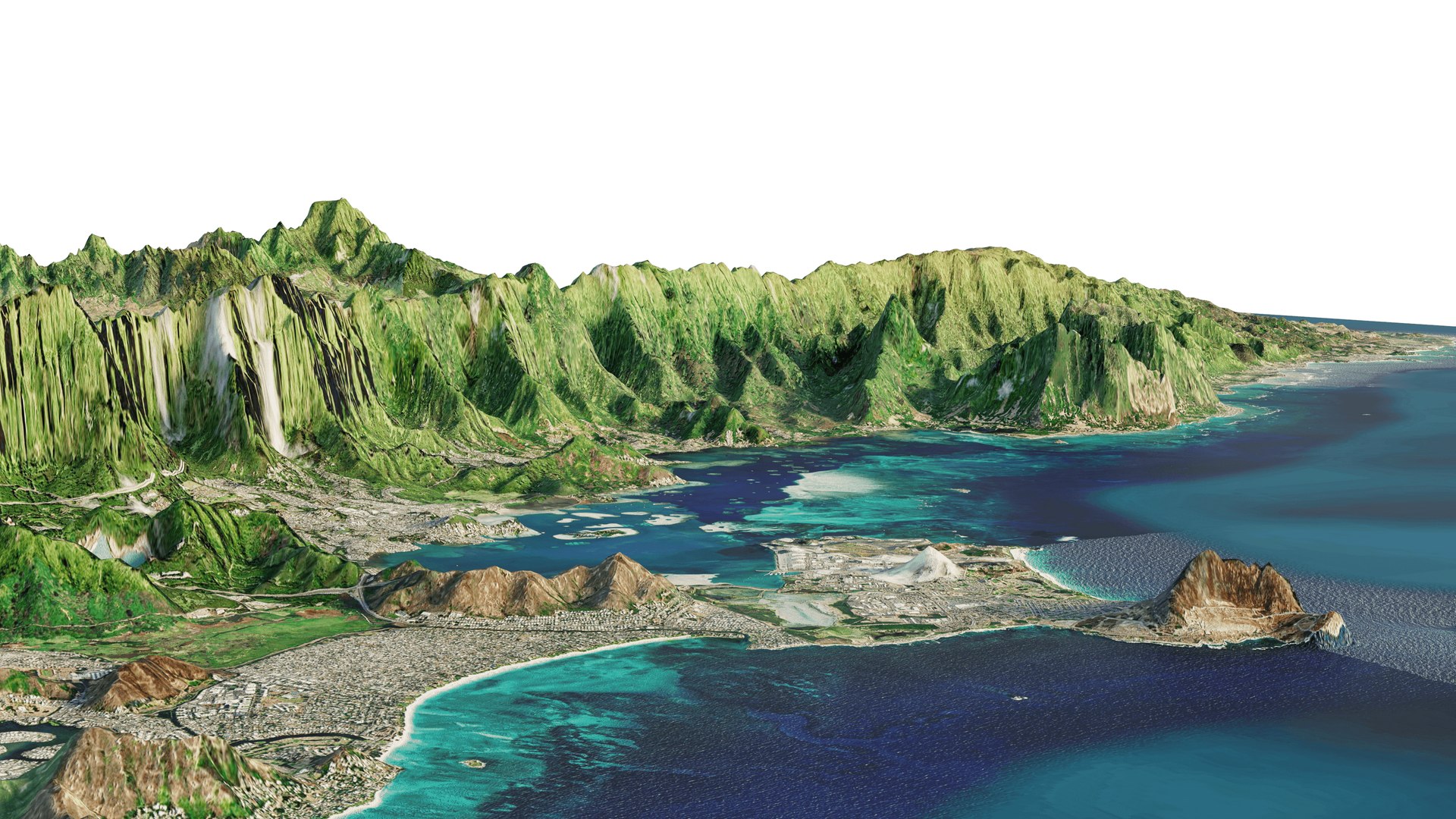 Oahu Island Full 3d Model Terrain 3D Model - TurboSquid 2073200
