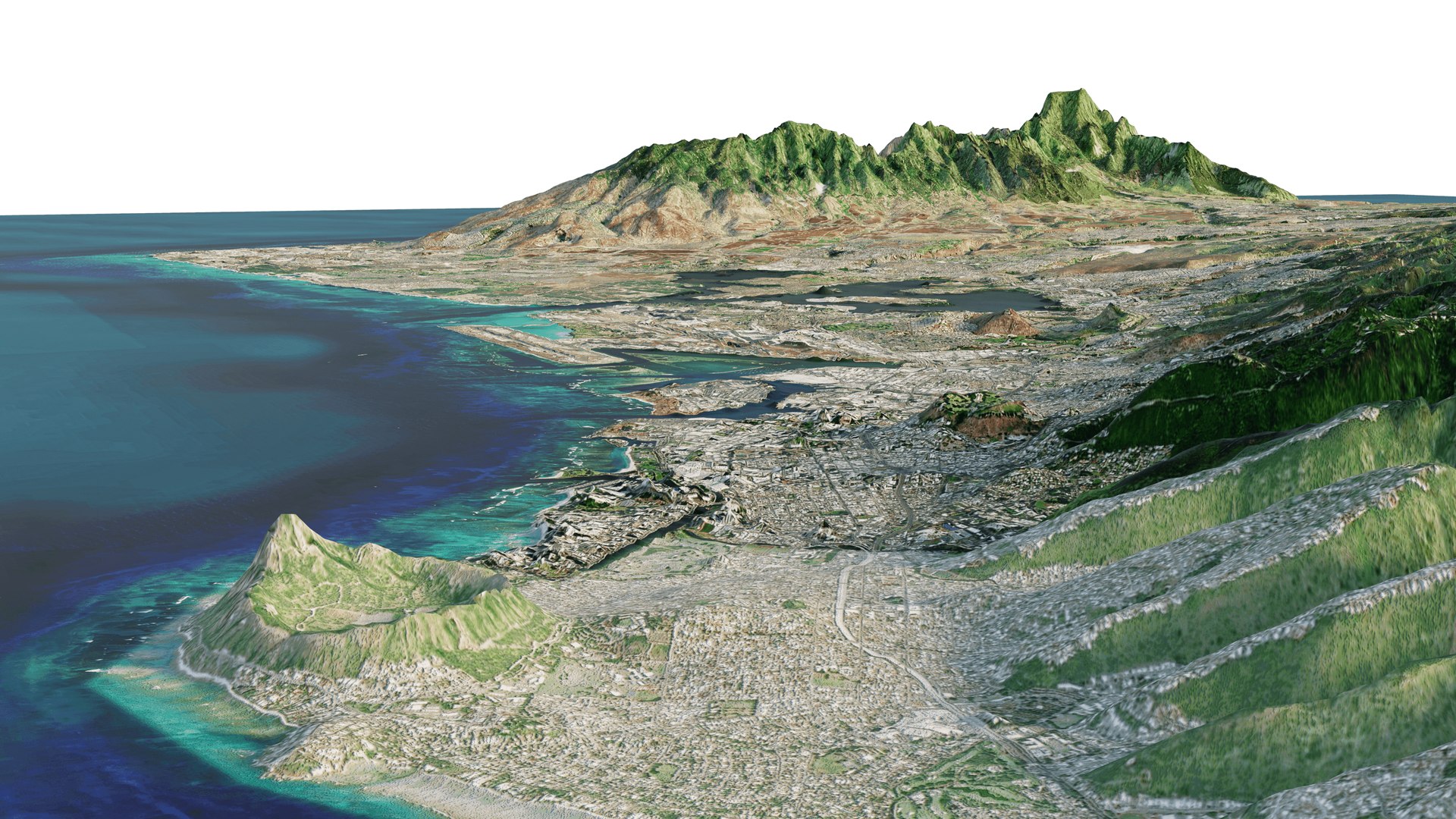 Oahu island full 3d model terrain 3D model - TurboSquid 2073200
