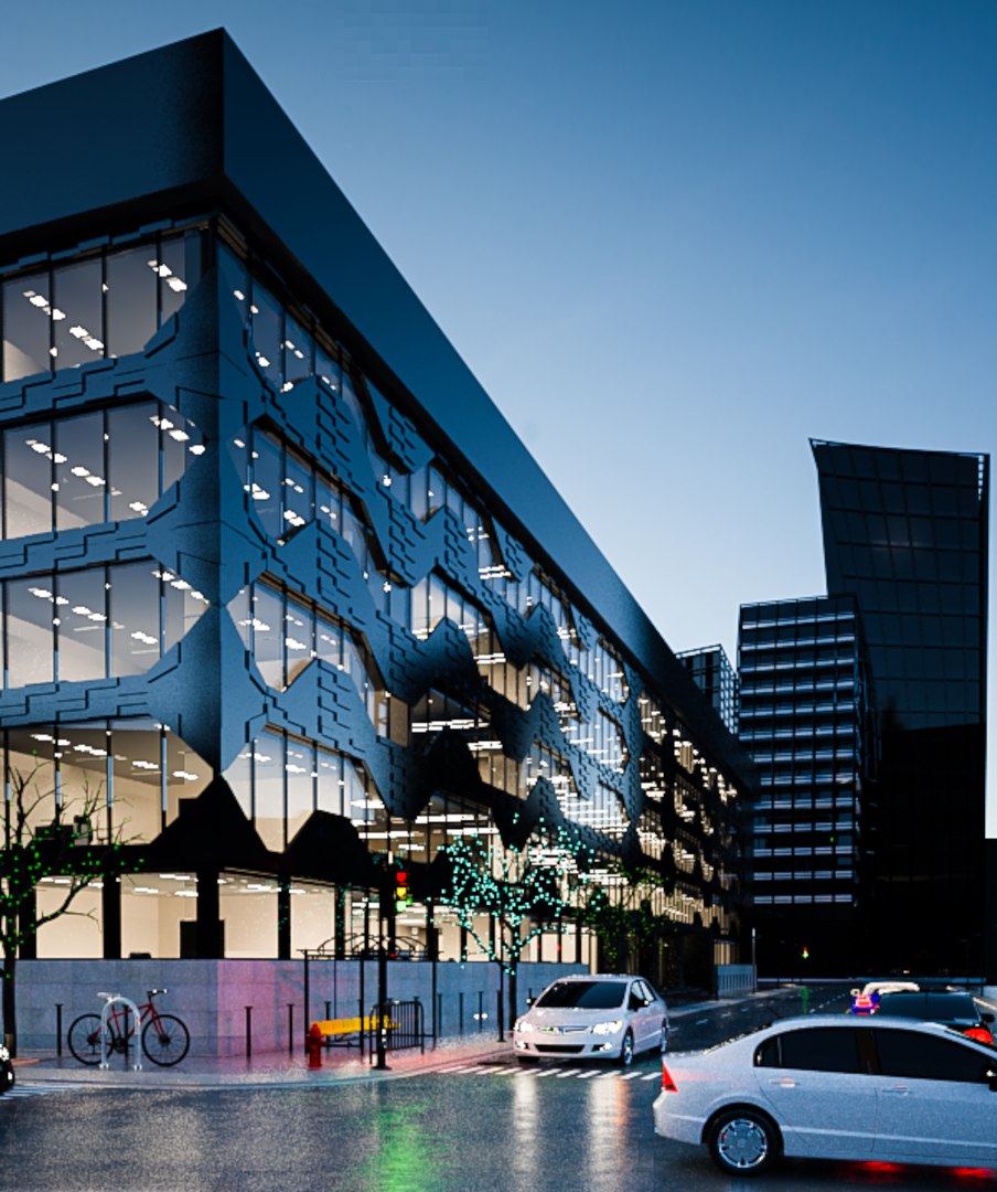 3D Modern Commercial Office Building Model - TurboSquid 1249425