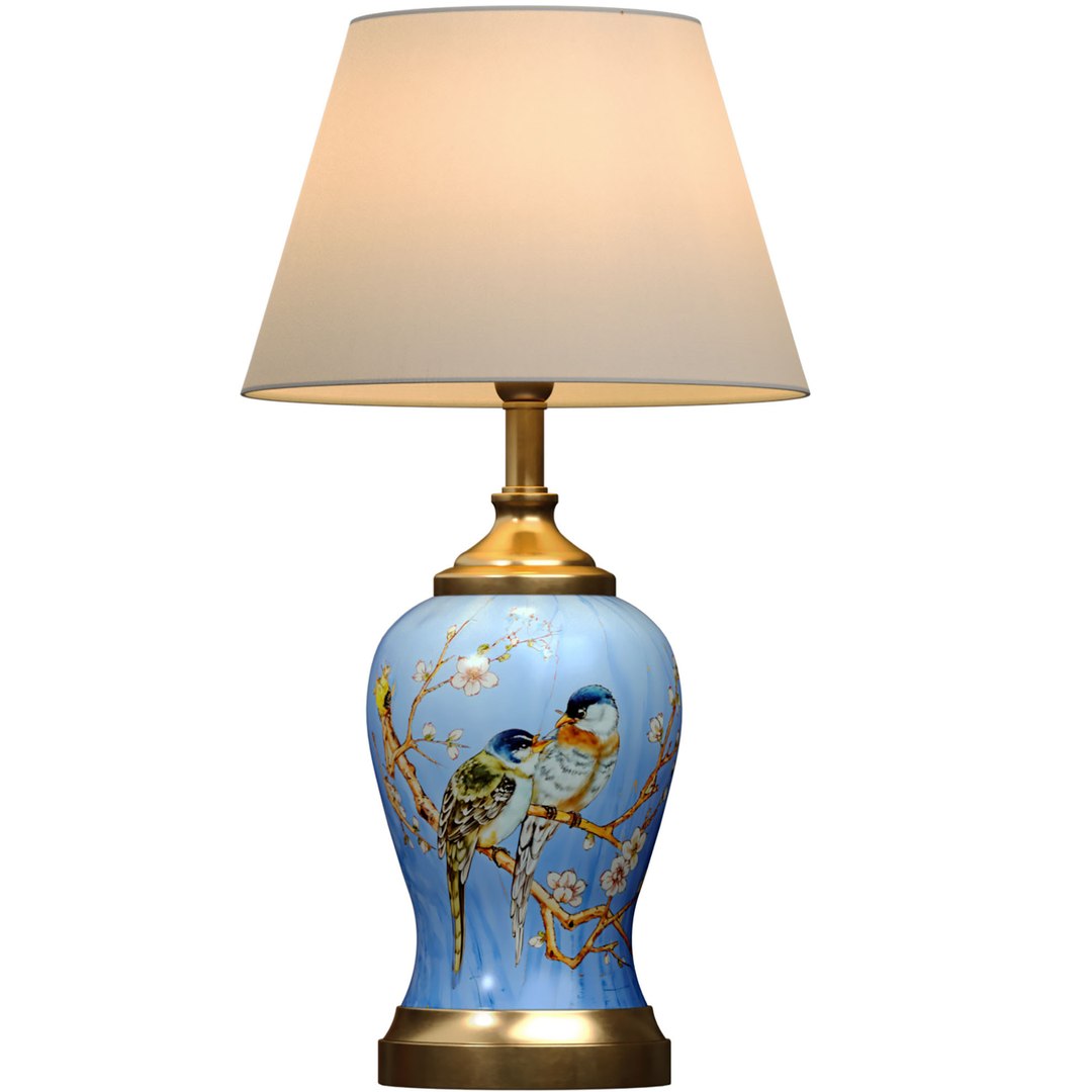 ZEDARO Sakura And Birds Blue Ginger Jar Ceramic Table Lamp 3D Model 3D ...