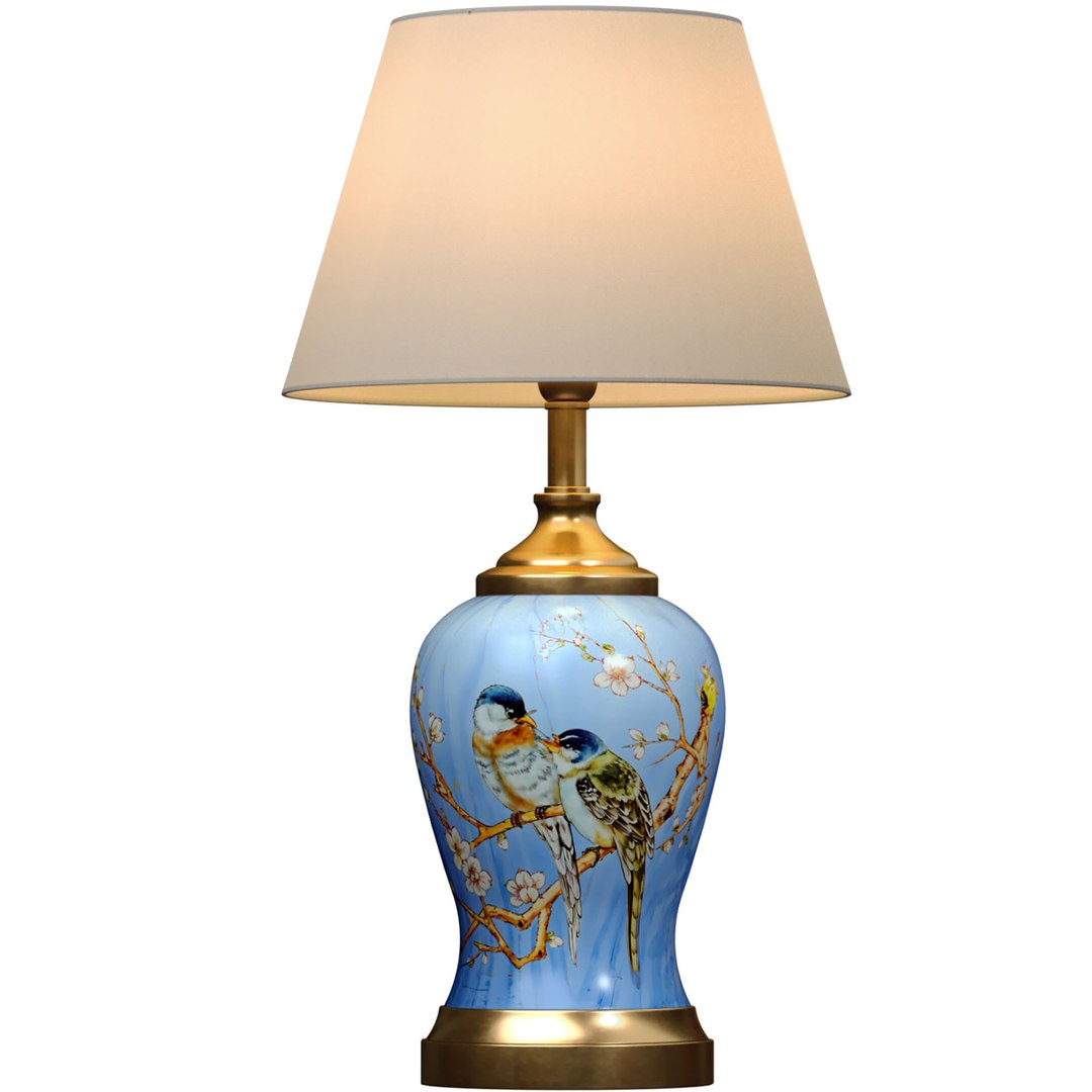 ZEDARO Sakura And Birds Blue Ginger Jar Ceramic Table Lamp 3D Model 3D ...