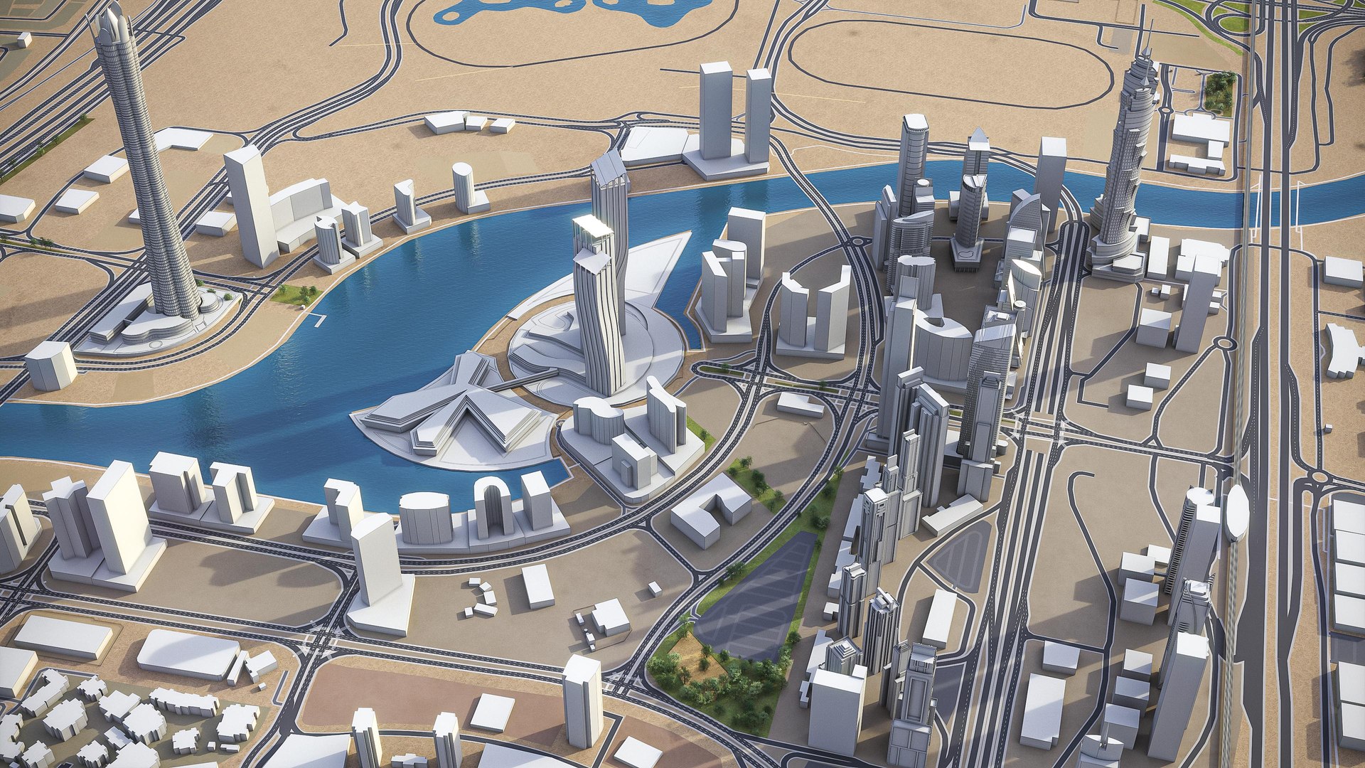 Dubai Business Bay Area 3D Model - TurboSquid 1545144