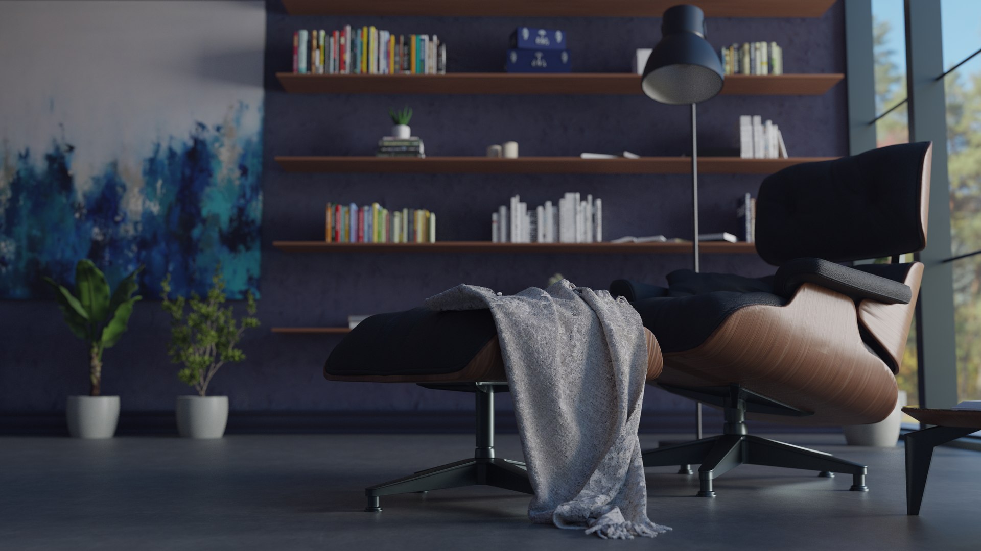 Eames Chair Library Scene 3D Model - TurboSquid 2039918