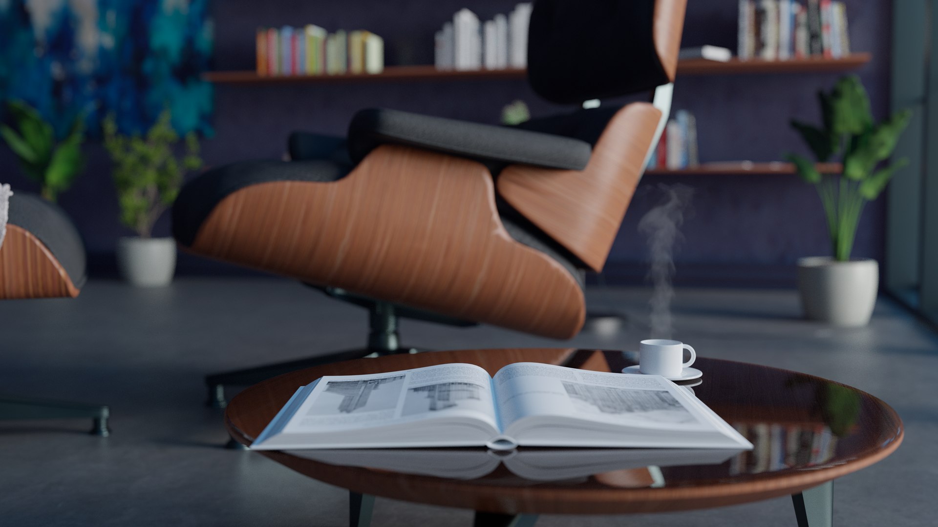Eames Chair Library Scene 3D Model - TurboSquid 2039918