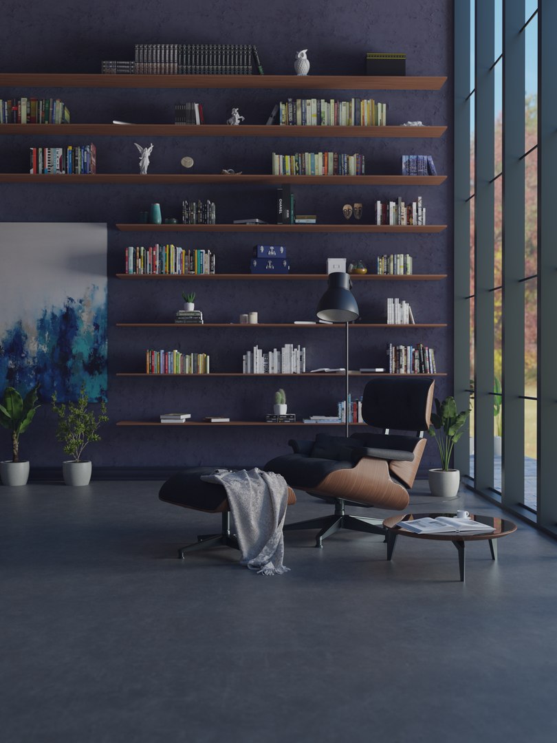 Eames Chair Library Scene 3D Model - TurboSquid 2039918