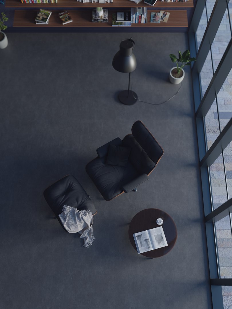 Eames Chair Library Scene 3D Model - TurboSquid 2039918