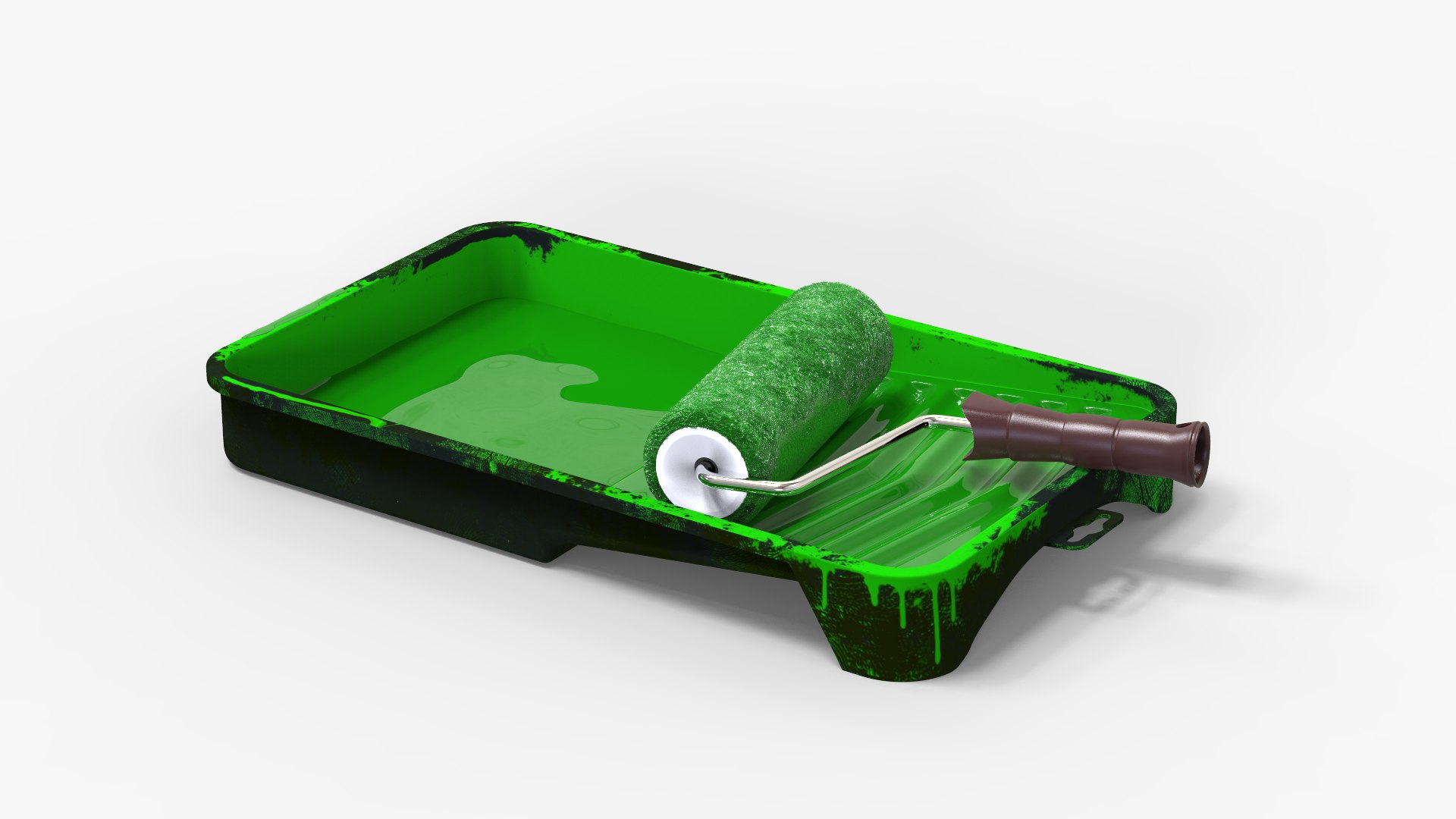 Roller Paint Brush With Tray 3D model - TurboSquid 2058715