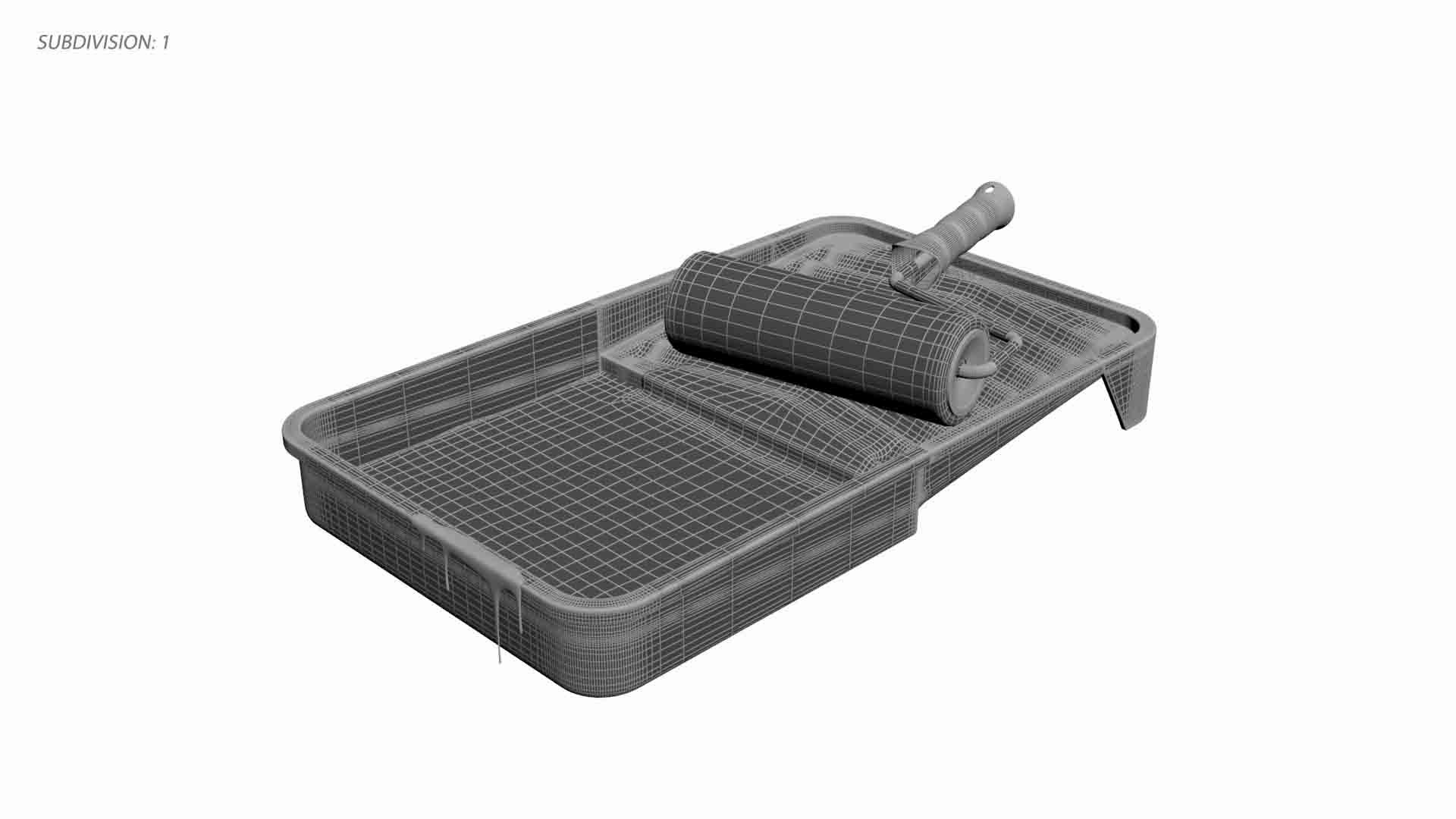 Roller Paint Brush With Tray 3D model - TurboSquid 2058715