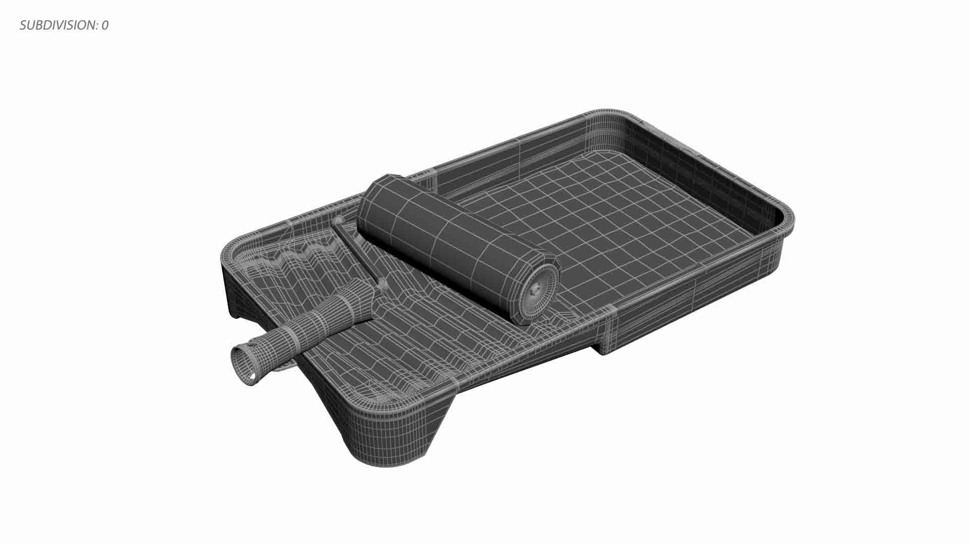 Roller Paint Brush With Tray 3D model - TurboSquid 2058715