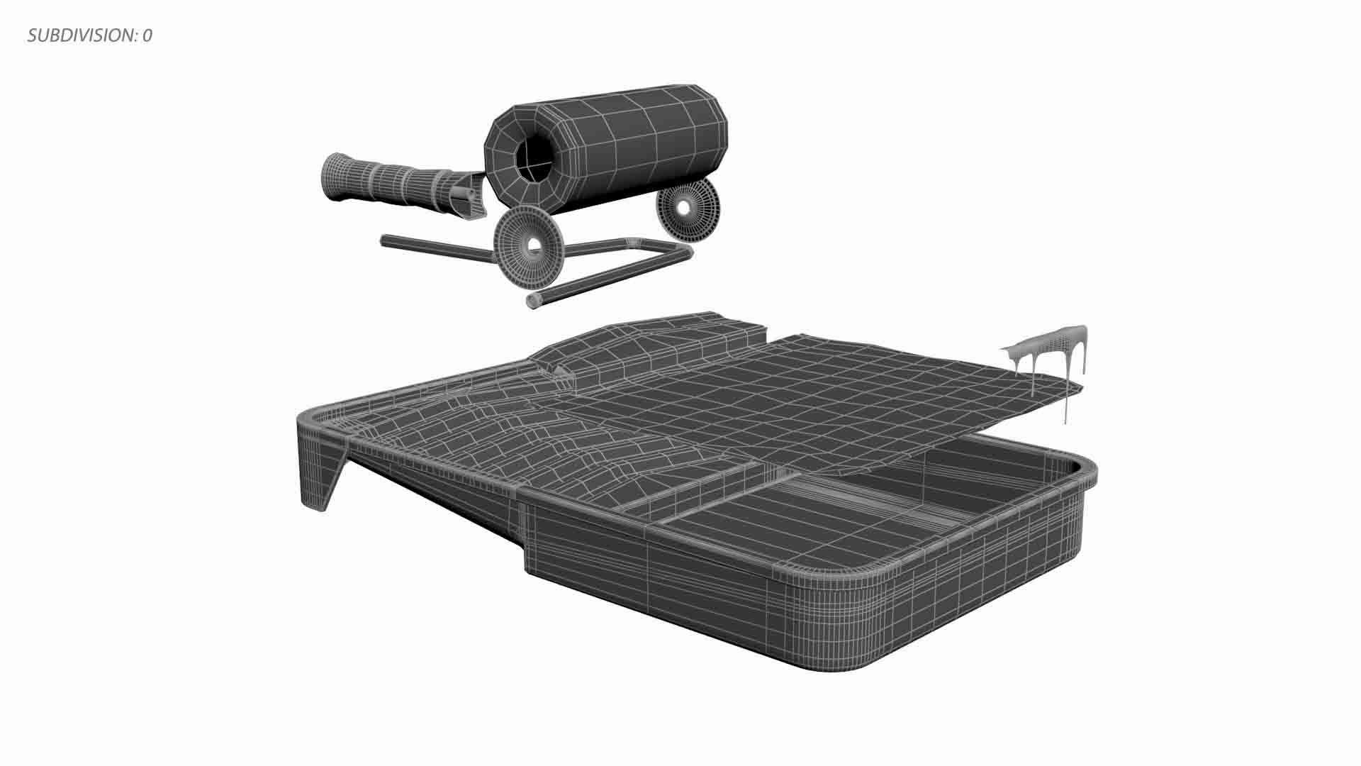 Roller Paint Brush With Tray 3D model - TurboSquid 2058715