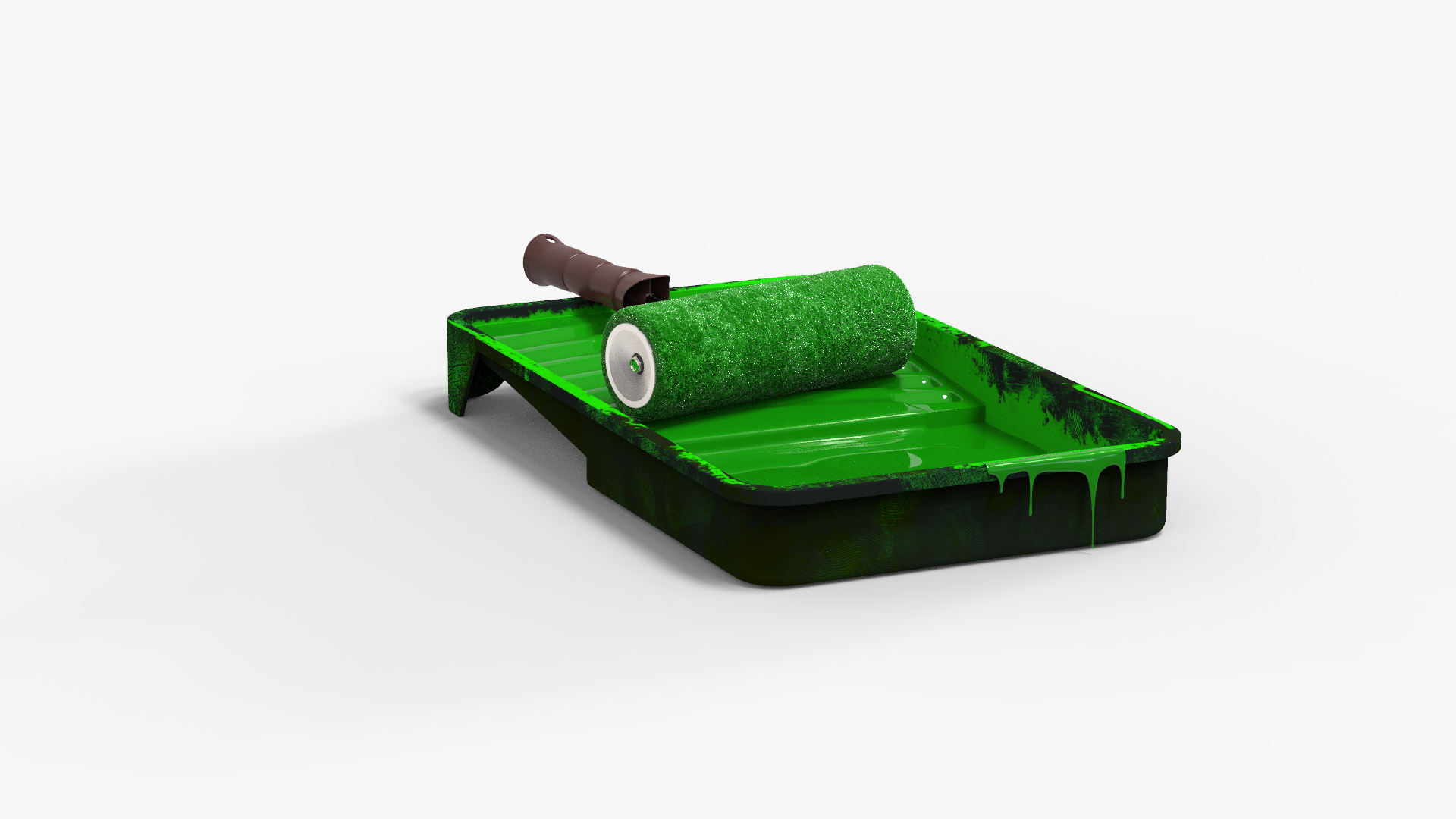 Roller Paint Brush With Tray 3D model - TurboSquid 2058715