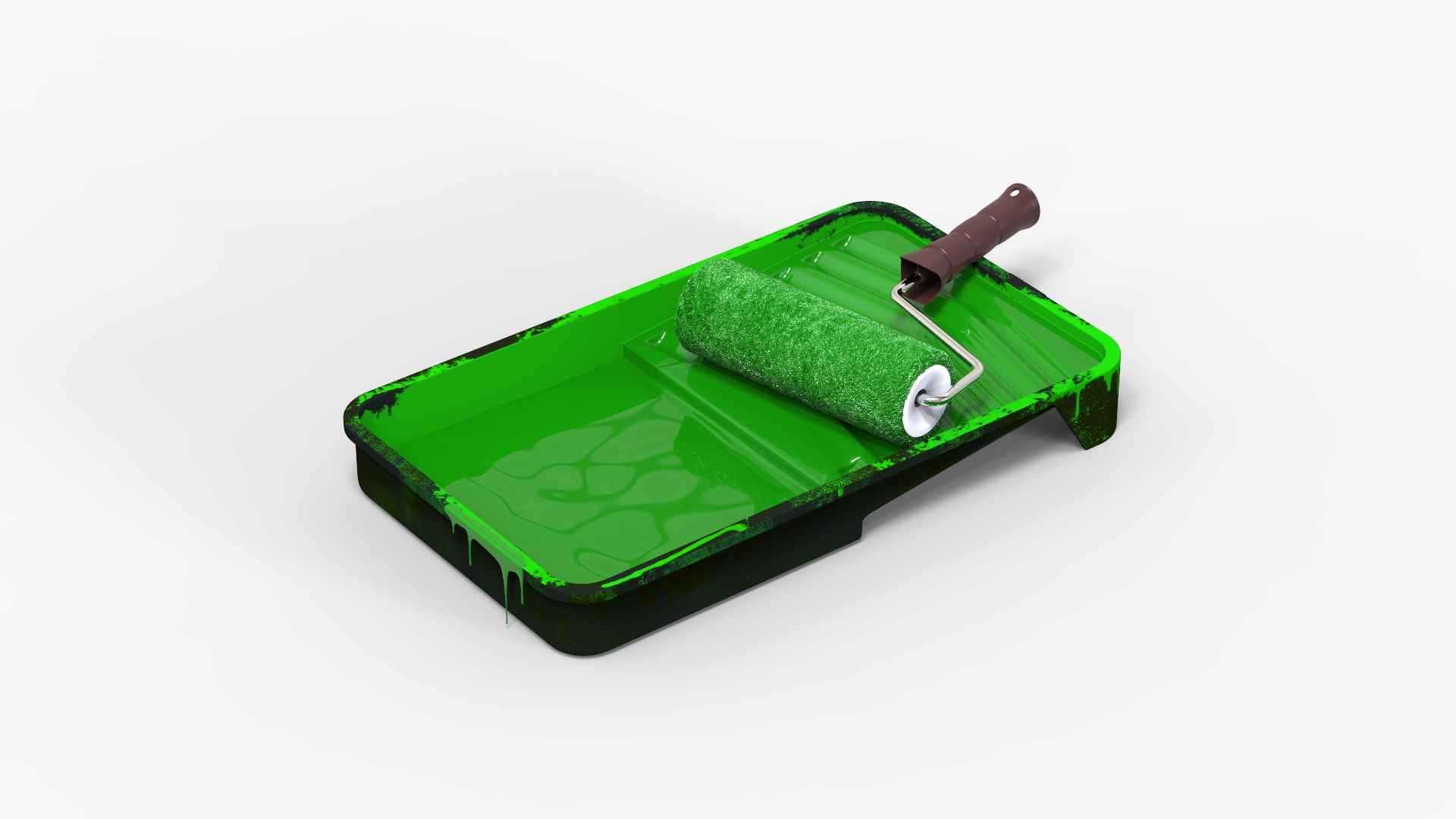 Roller Paint Brush With Tray 3D model - TurboSquid 2058715