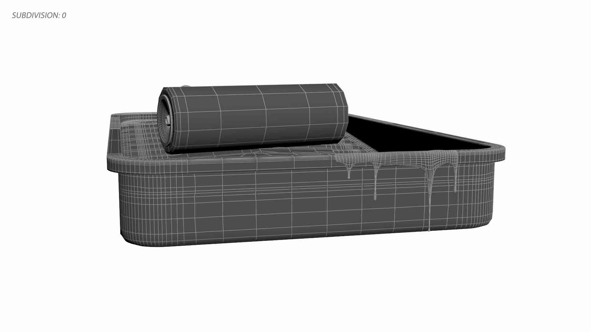 Roller Paint Brush With Tray 3D model - TurboSquid 2058715