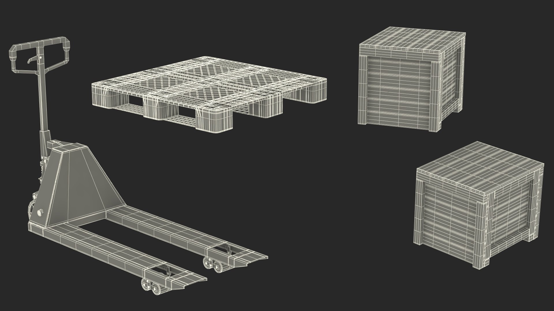 Lion Premium Pallet Jack Rigged With Wooden Crates Rigged 3D Model ...
