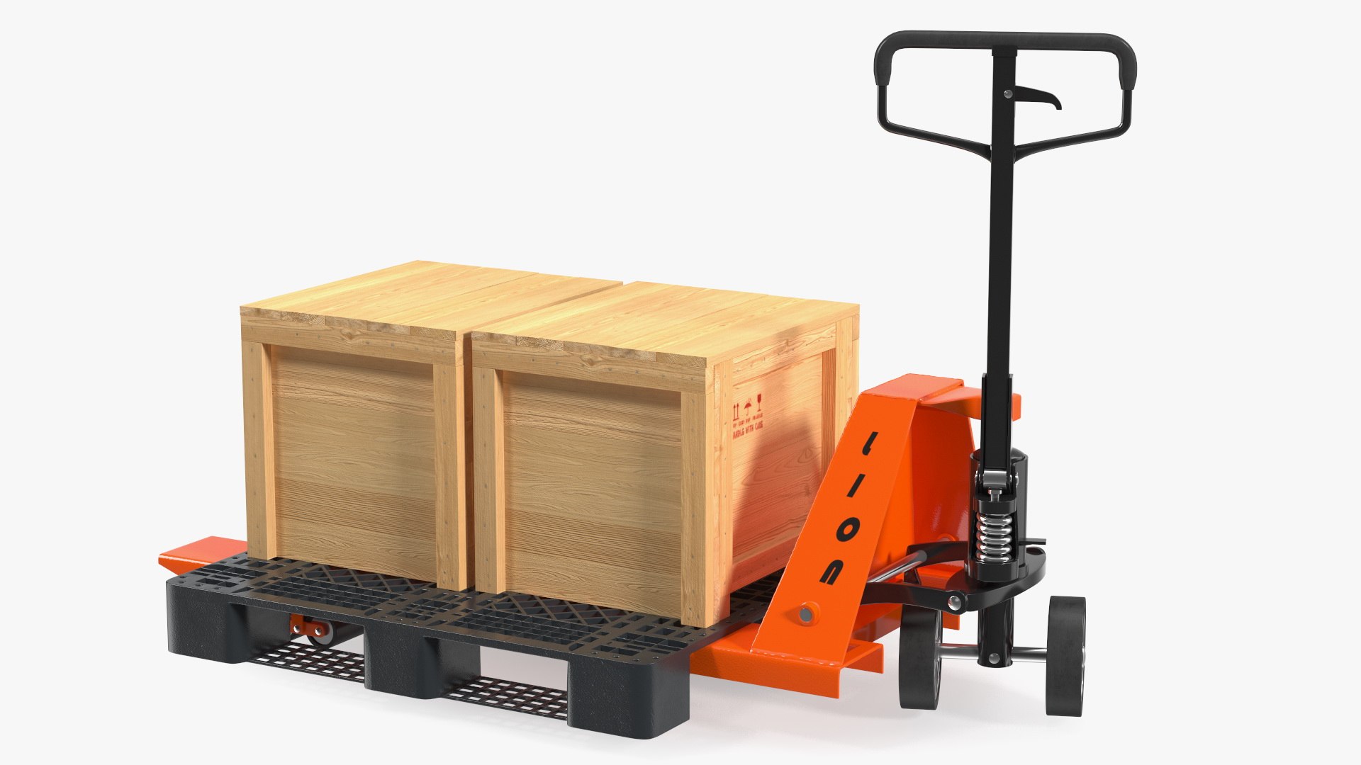 Lion Premium Pallet Jack Rigged with Wooden Crates Rigged 3D model ...