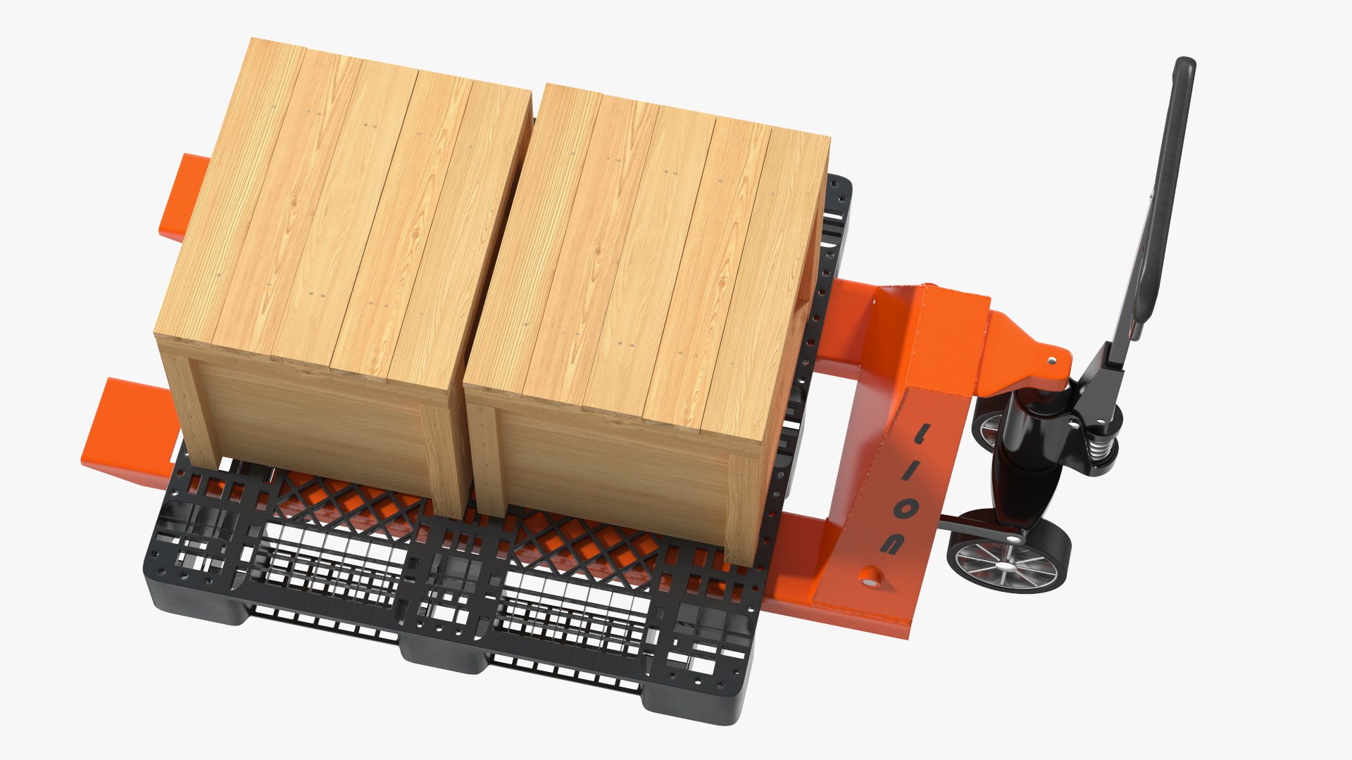 Lion Premium Pallet Jack Rigged with Wooden Crates Rigged 3D model ...