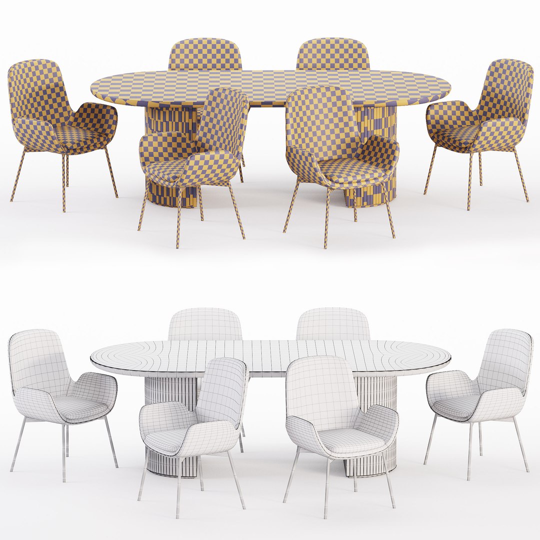 3D model Dining chair set 06 - TurboSquid 2102349