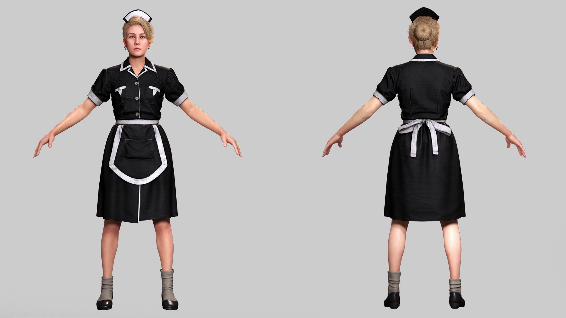 3D Model Vintage Housekeeper Woman Game Ready Model - TurboSquid 2398258