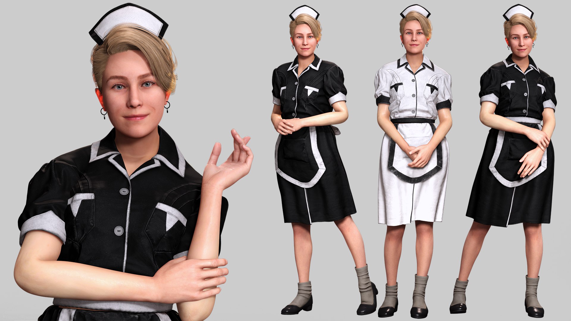3D Model Vintage Housekeeper Woman Game Ready Model - TurboSquid 2398258