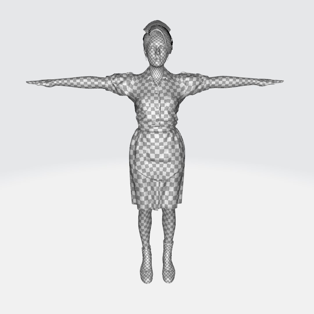 3D Model Vintage Housekeeper Woman Game Ready Model - TurboSquid 2398258