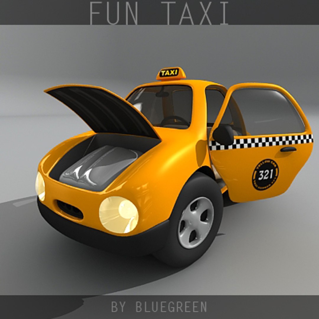 Cartoon Taxi 3d Model