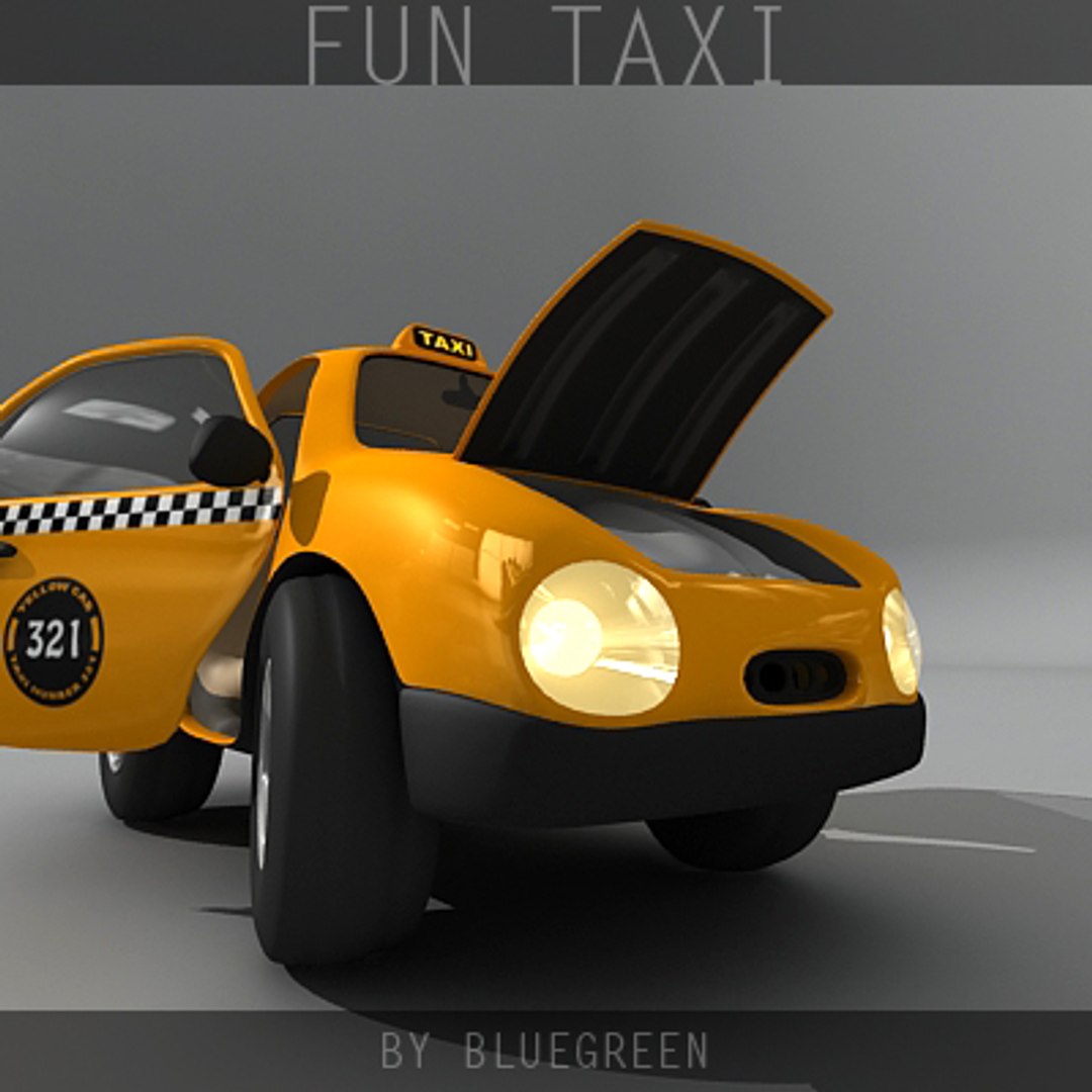Cartoon Taxi 3d Model