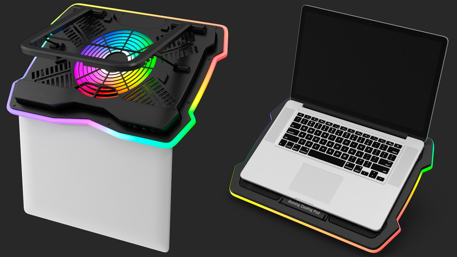 Ultraportable Laptop on RGB Cooling Pad 3D - TurboSquid 2022346