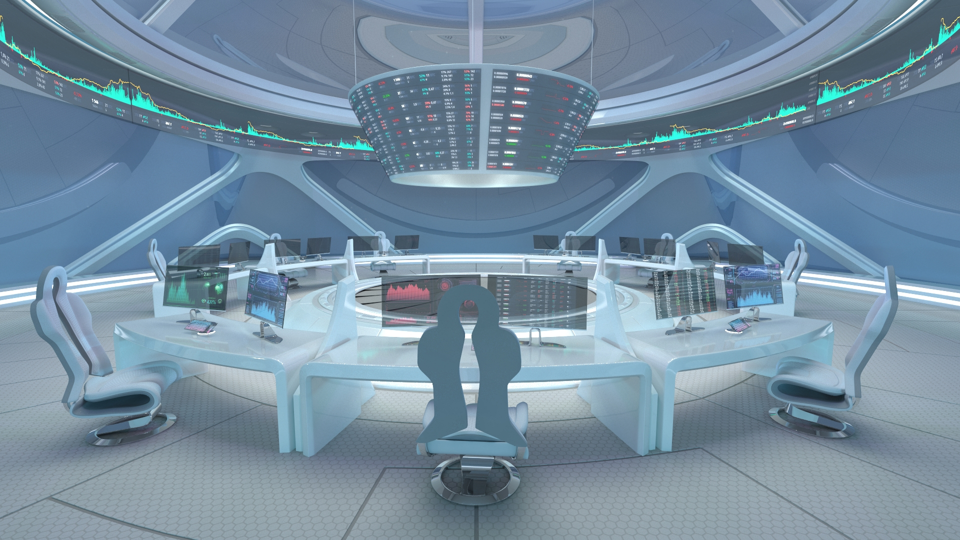 3D Futuristic Virtual Financial Exchange - TurboSquid 2207740