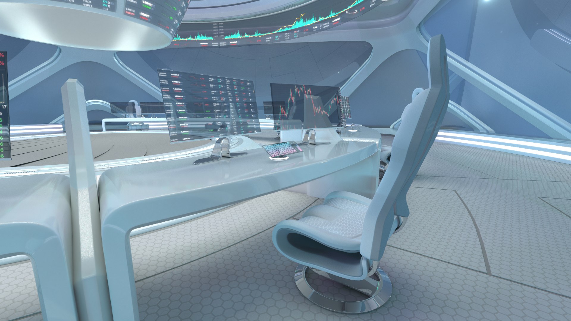 3D Futuristic Virtual Financial Exchange - TurboSquid 2207740