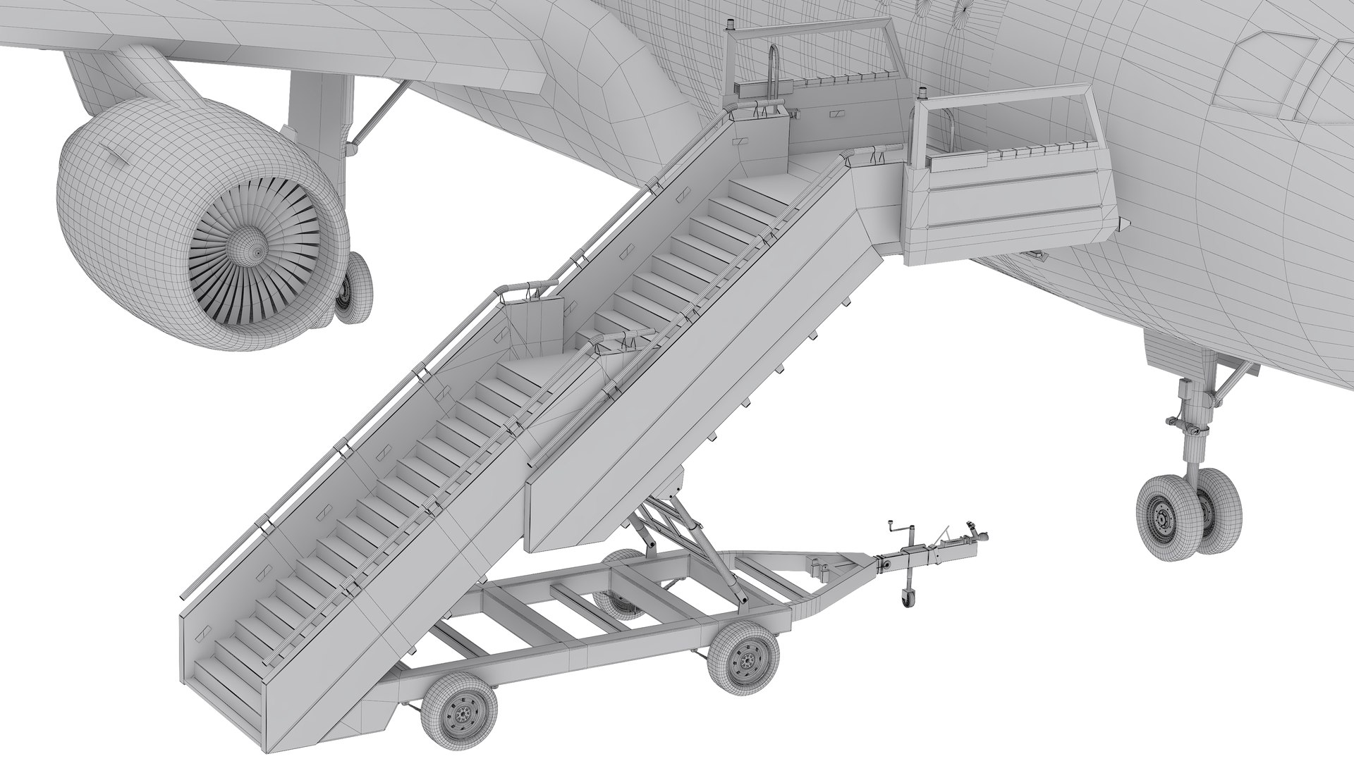Airbus A320 And Portable Passenger Airplane Steps 3D - TurboSquid 2449479