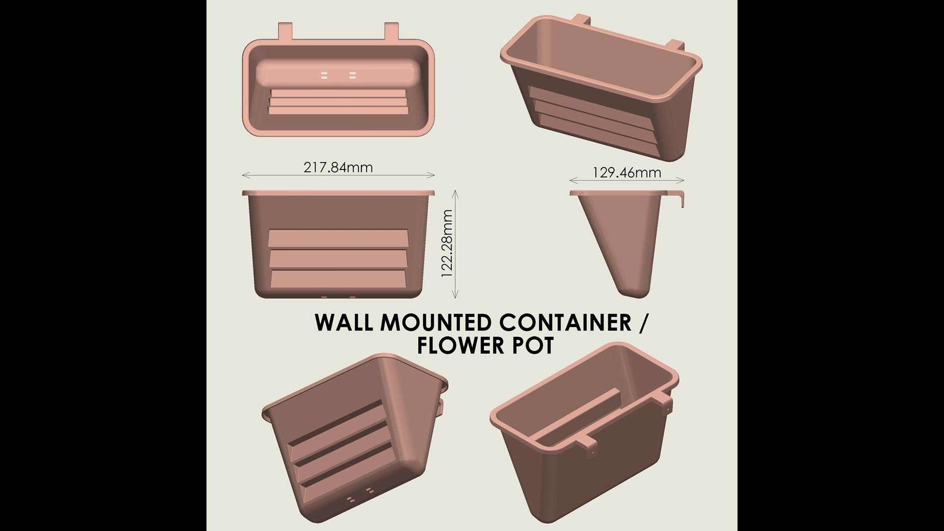 Wall Mounted Flower Pot Container 3D - TurboSquid 2382609
