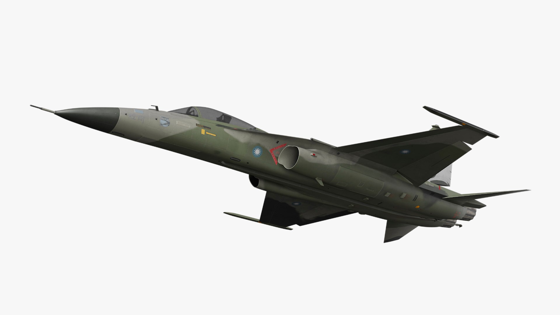 3D AIDC F-CK-1 Unarmed Fighter Jet Green Rigged For Cinema 4D ...