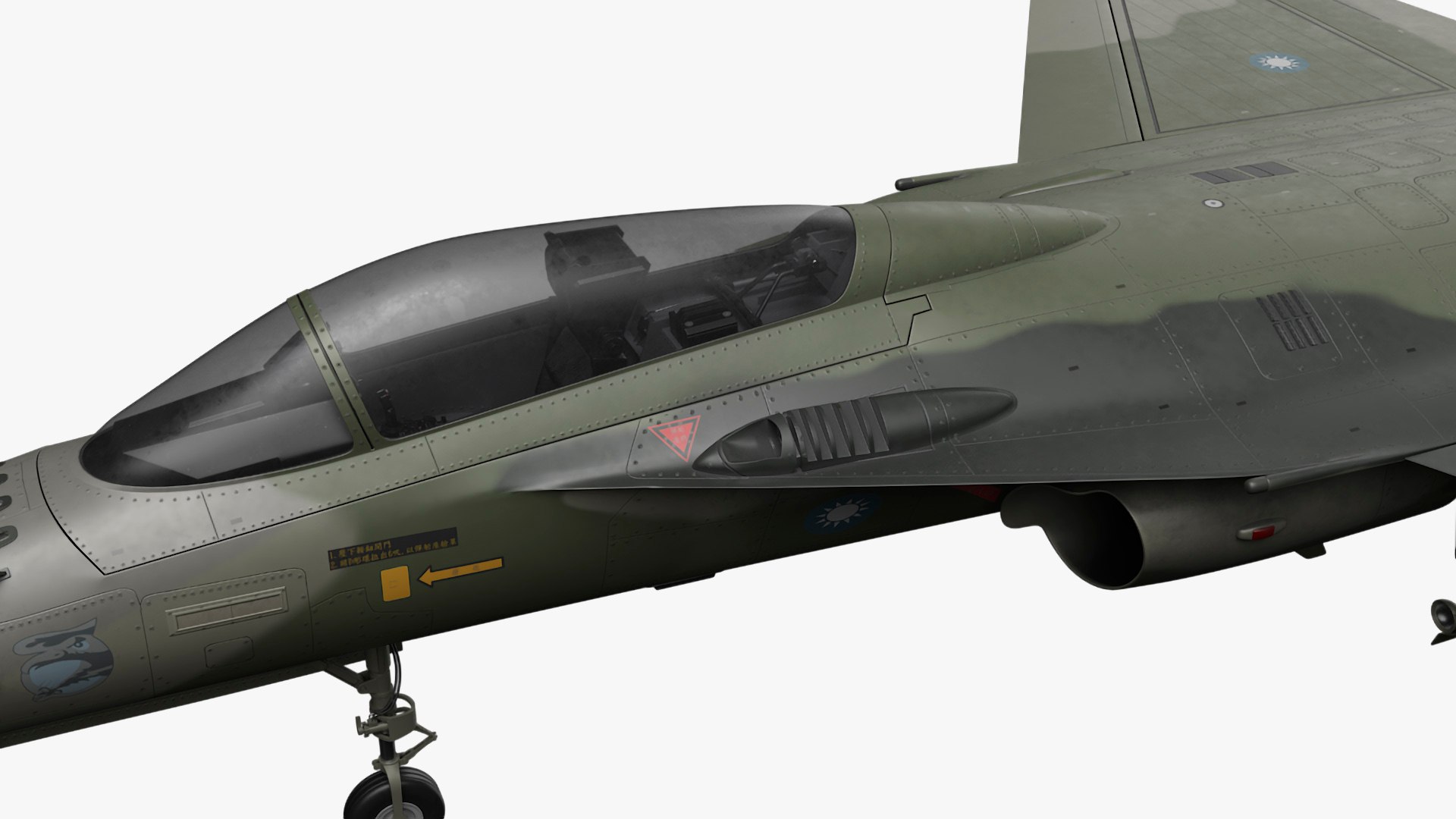 3D AIDC F-CK-1 Unarmed Fighter Jet Green Rigged For Cinema 4D ...