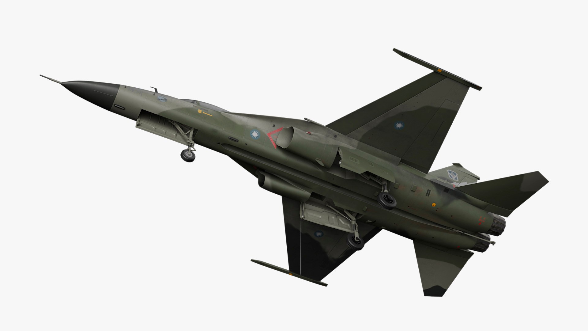 3D AIDC F-CK-1 Unarmed Fighter Jet Green Rigged For Cinema 4D ...