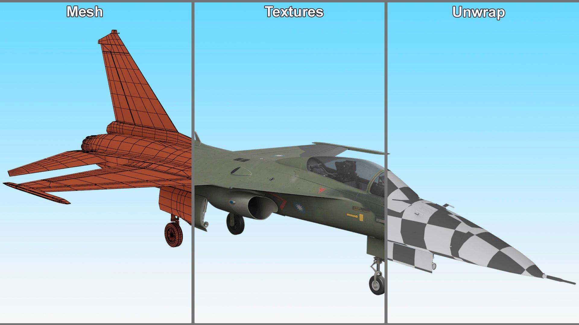 3D AIDC F-CK-1 Unarmed Fighter Jet Green Rigged For Cinema 4D ...