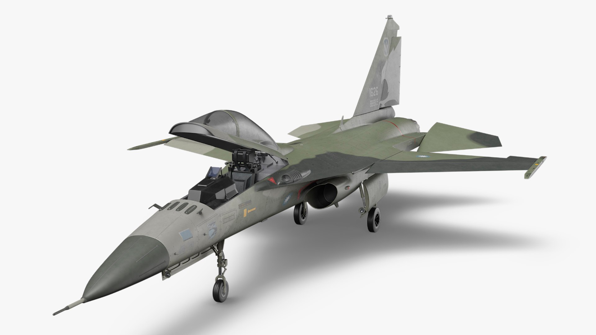 3D AIDC F-CK-1 Unarmed Fighter Jet Green Rigged For Cinema 4D ...
