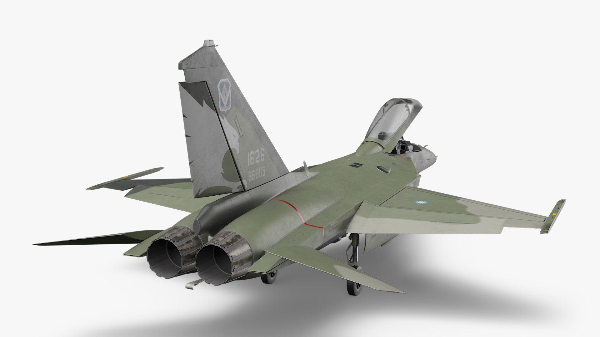 3D AIDC F-CK-1 Unarmed Fighter Jet Green Rigged For Cinema 4D ...