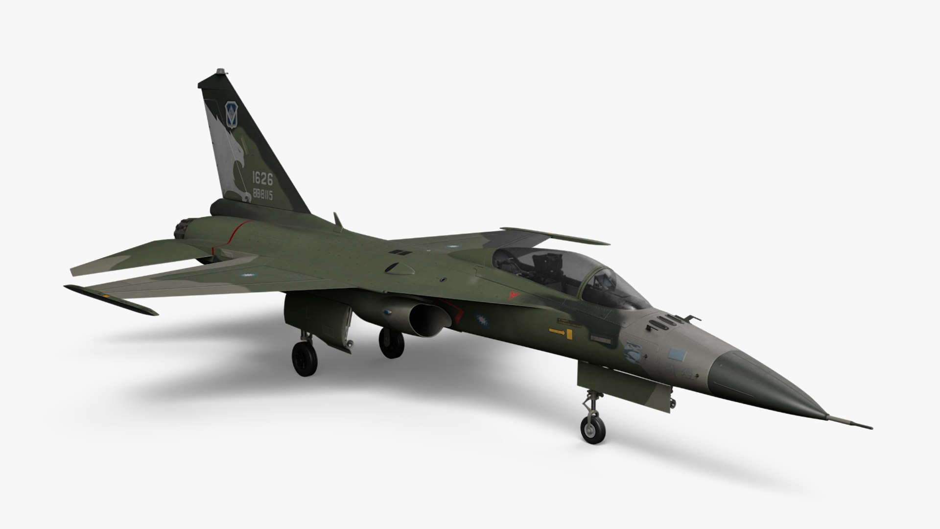 3D AIDC F-CK-1 Unarmed Fighter Jet Green Rigged For Cinema 4D ...