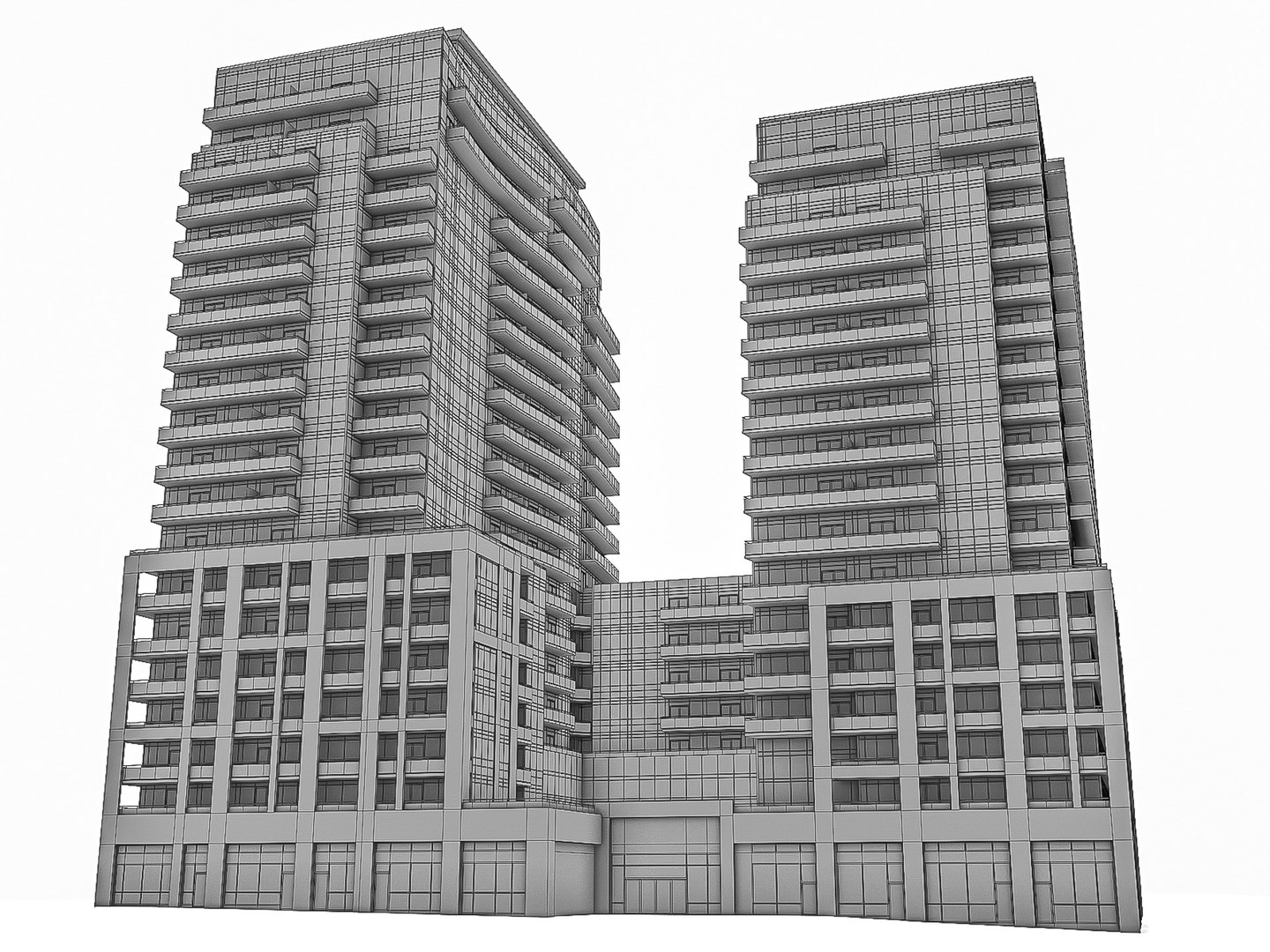 High-rise residential building exterior 3D model - TurboSquid 1179952