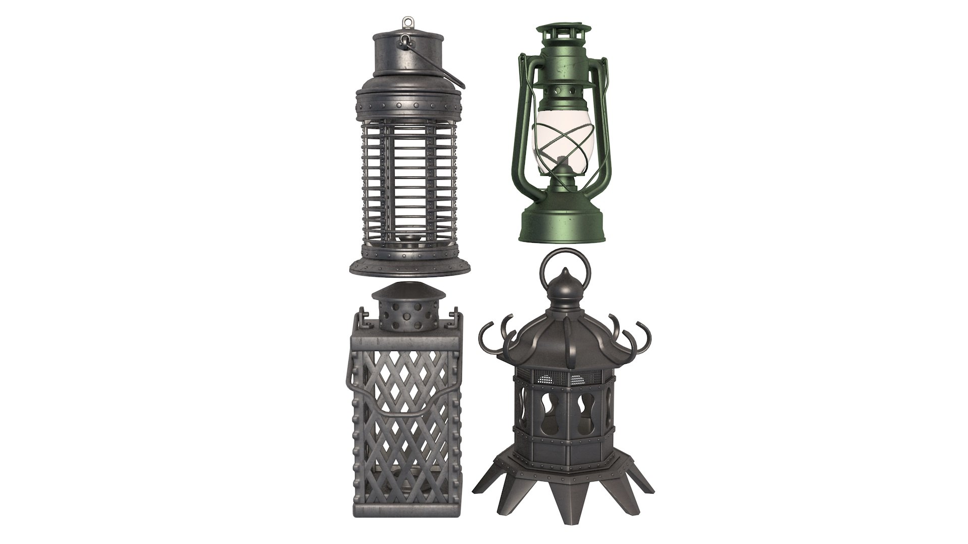 Hurricane Lamp and Candle Lantern collection 3D model - TurboSquid 2026593