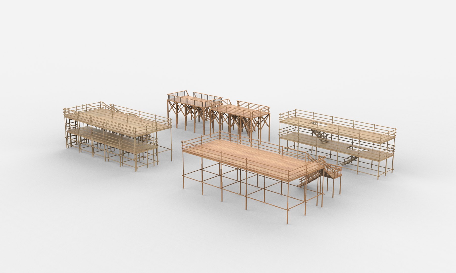 3D Wooden Dock Set 3D Model - TurboSquid 2517673