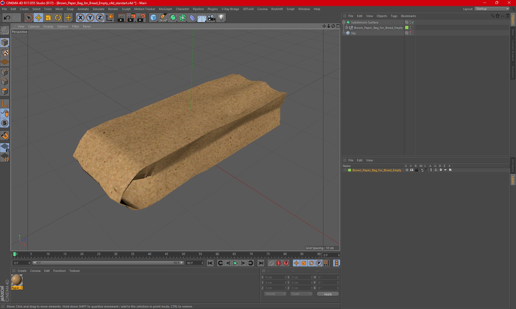 3D Model Brown Paper Bag For Bread Empty - TurboSquid 2228012