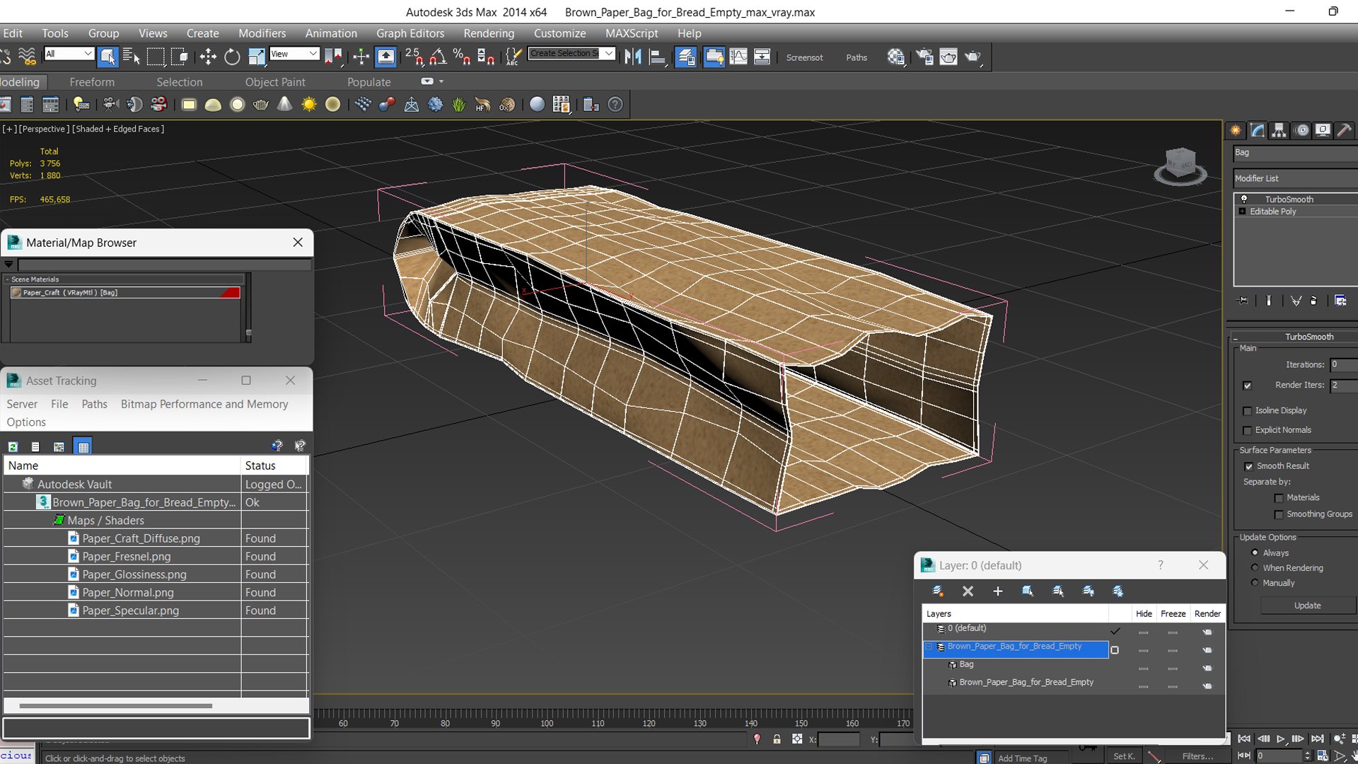 3D Model Brown Paper Bag For Bread Empty - TurboSquid 2228012