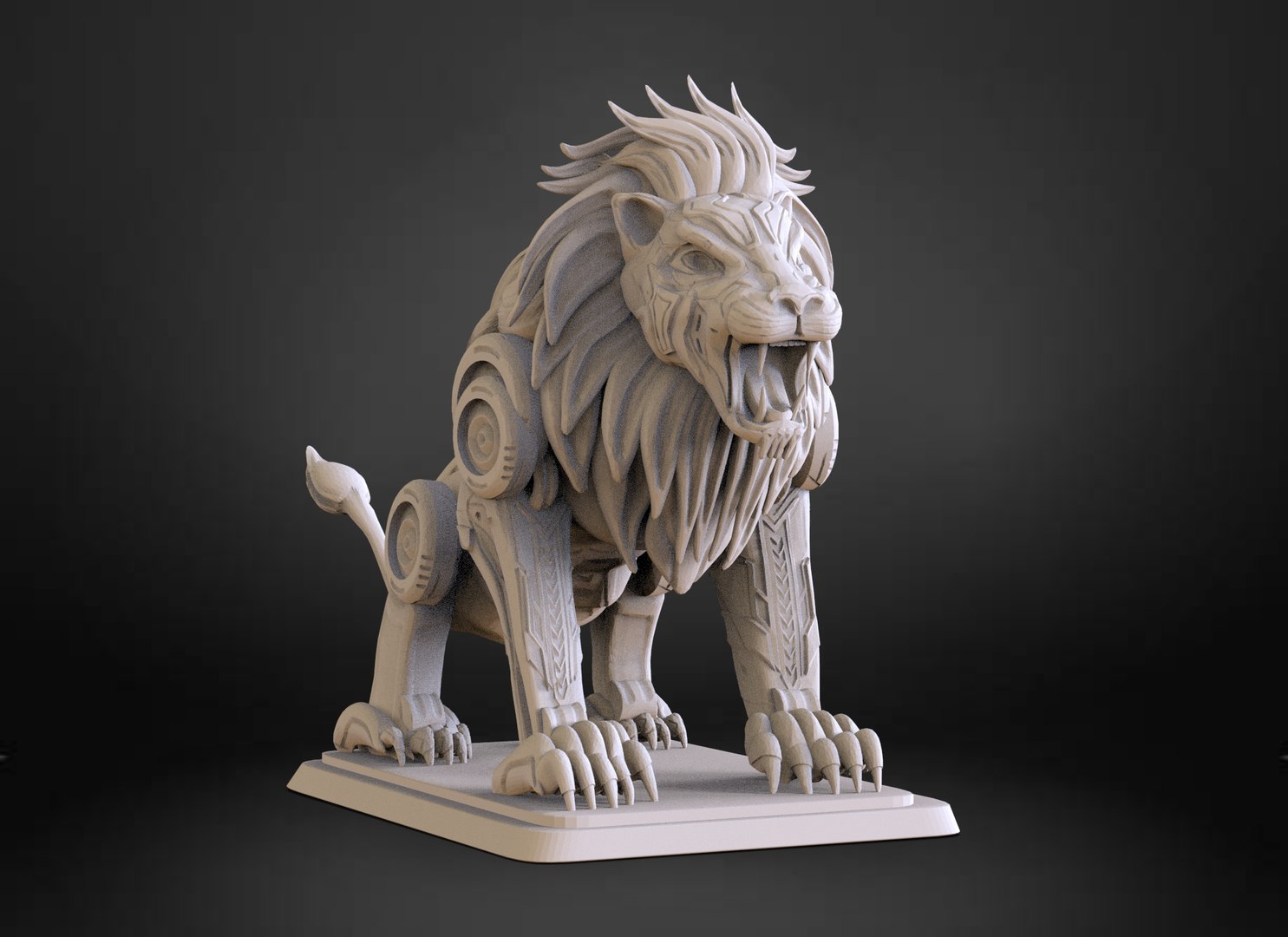 Sci Fi Lion Statue 3D Model - TurboSquid 2193161