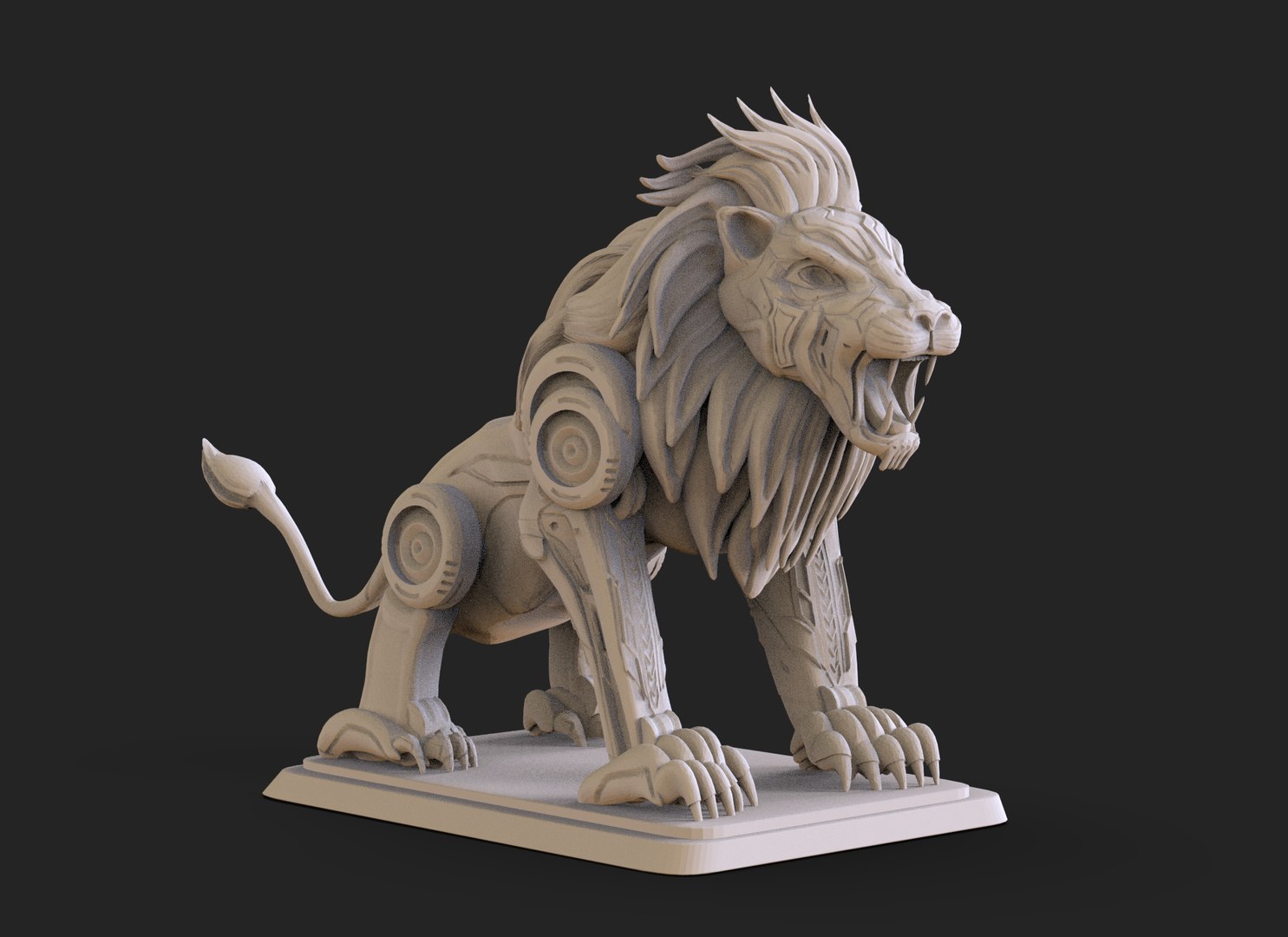 Sci Fi Lion Statue 3D Model - TurboSquid 2193161