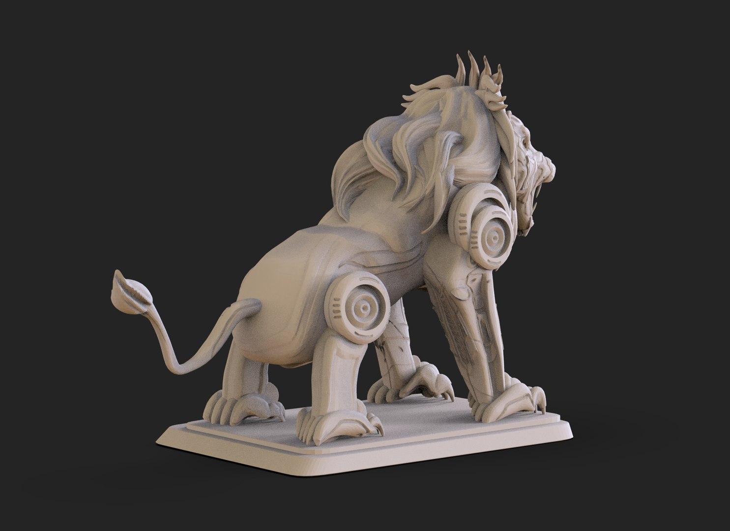 Sci Fi Lion Statue 3D Model - TurboSquid 2193161