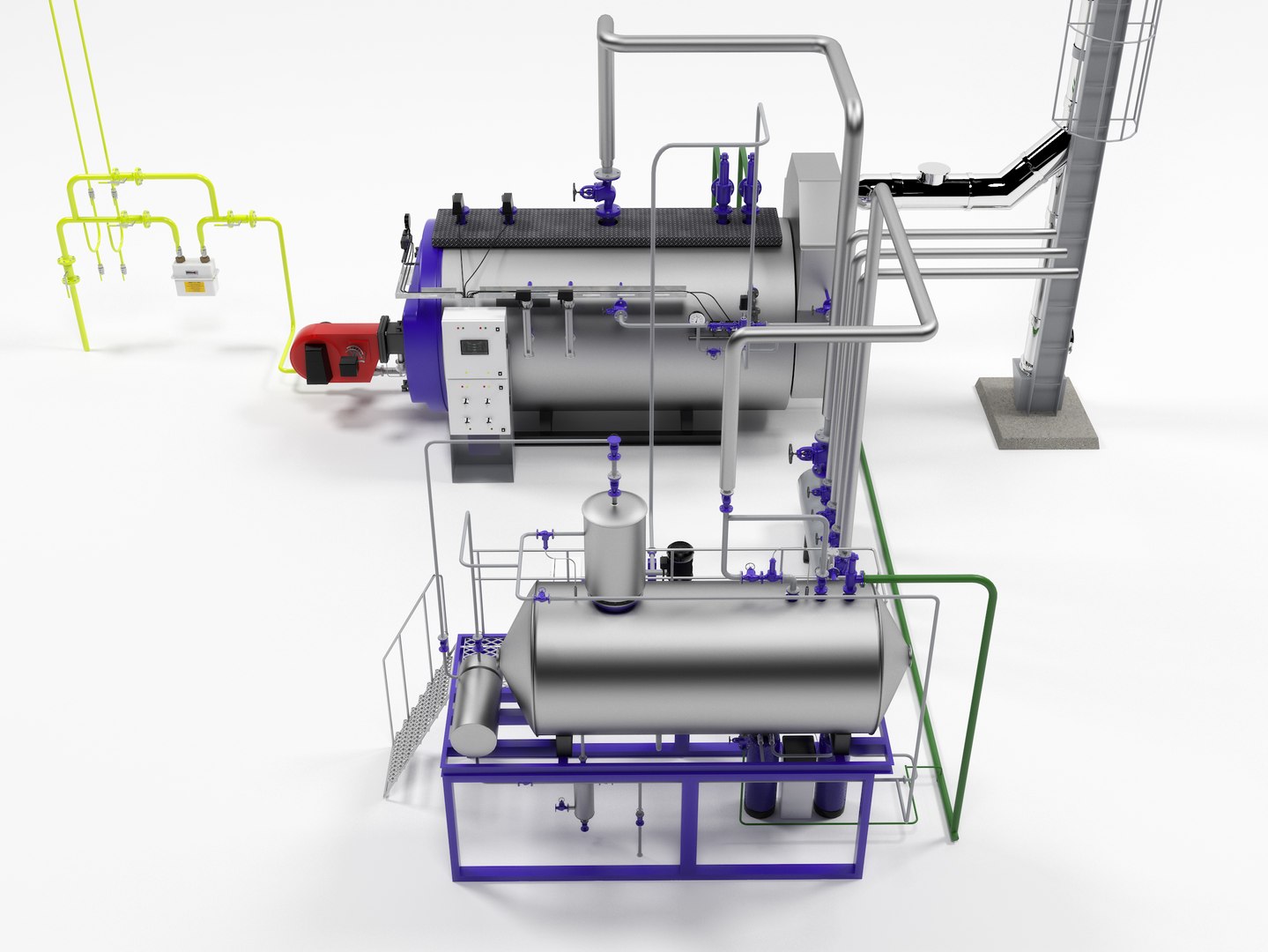 Steam Boiler Plant With Equipment Model - TurboSquid 1715649