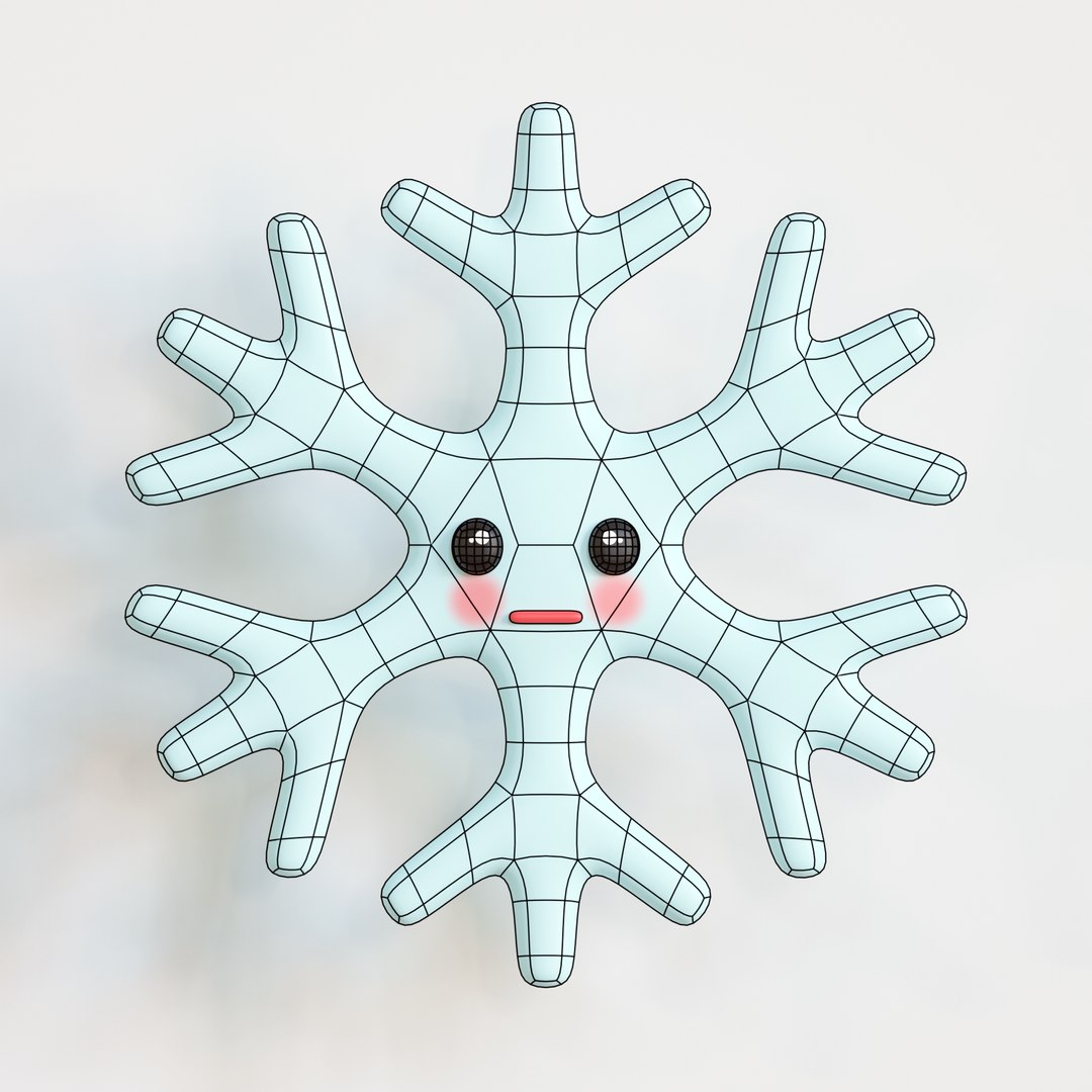 Snowflake Mint Funny Sad Face With Eyes And Pink Cheeks And Lips Kawaii ...