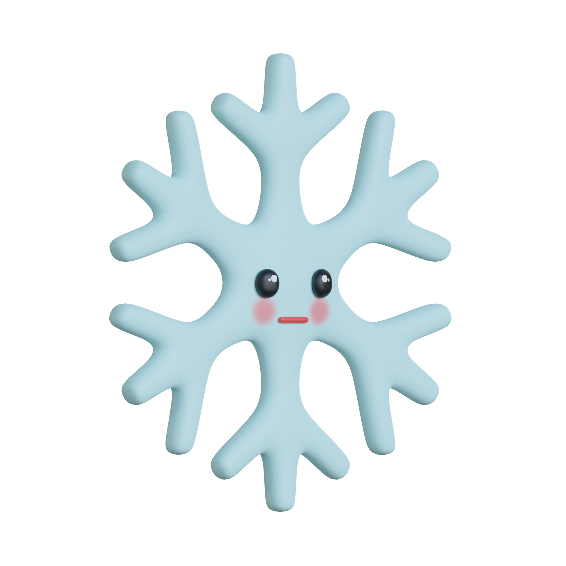 Snowflake Mint Funny Sad Face With Eyes And Pink Cheeks And Lips Kawaii ...
